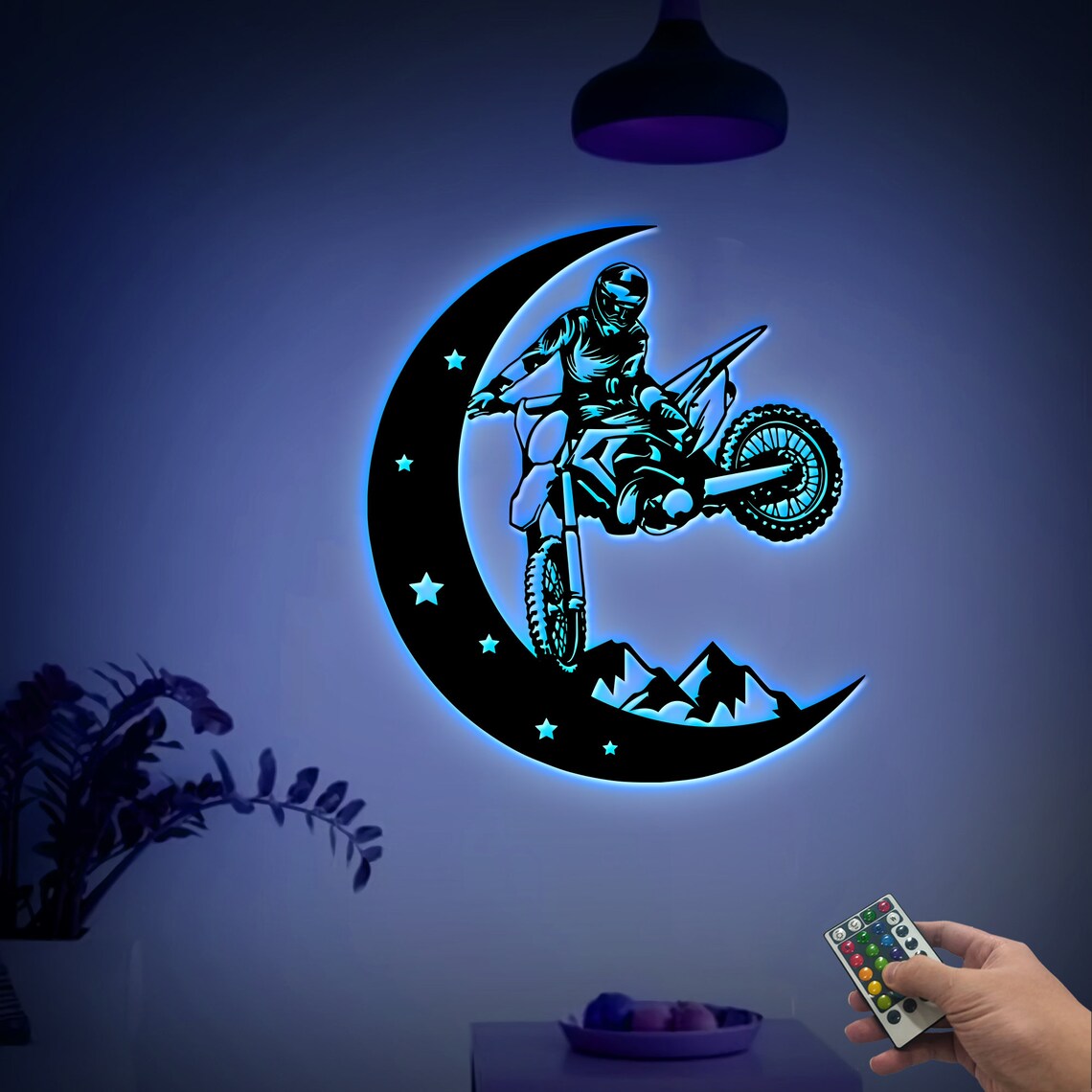 Dirt Bike Moon Sign Metal Wall Art Dirt Bike Metal Sign With | Etsy