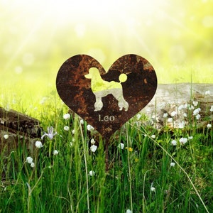 Poodle Garden Sign Rusty, Poodle Garden Stake, Rusted Metal Yard Art ...