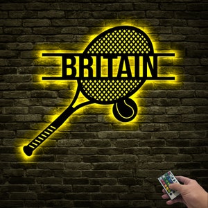 Custom Tennis Metal Wall Art With Lights, Tennis Player Sign, Tennis ...