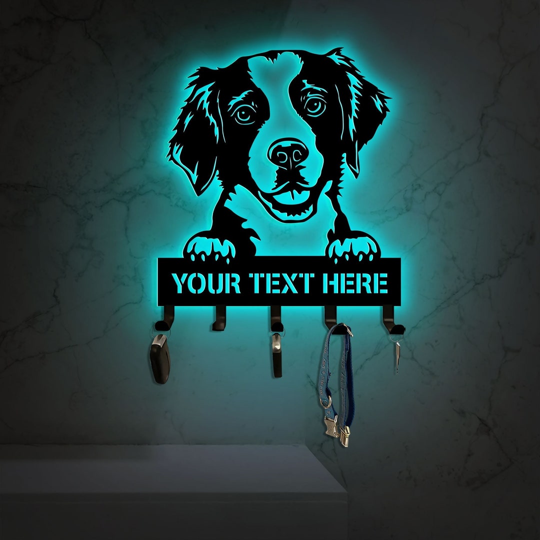 Brittany Spaniel Metal Key Holder, Metal Collar Holder, Dog Leash ...