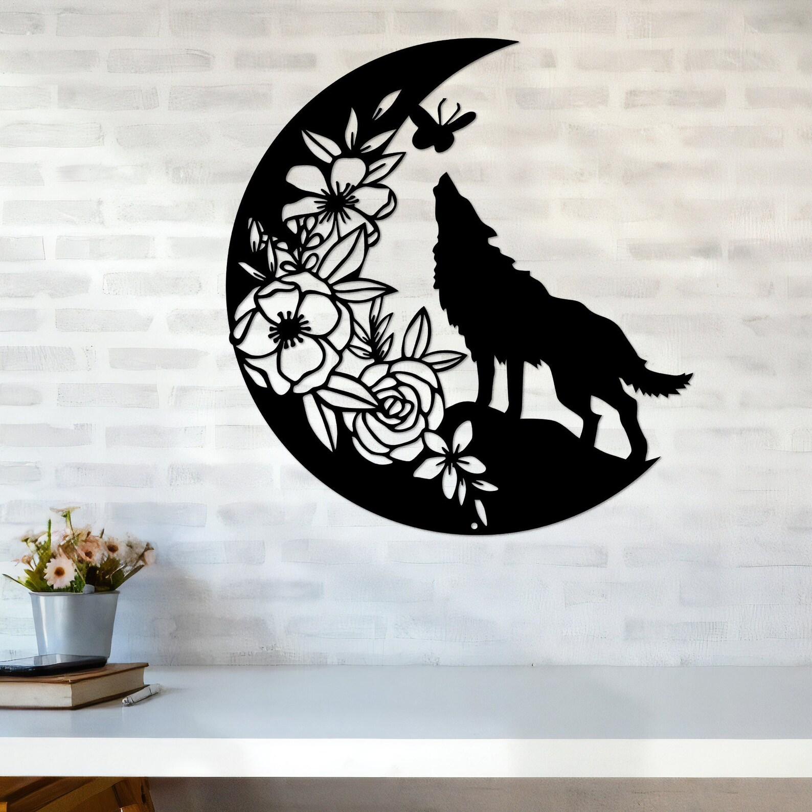 Howling Wolf Metal Sign, Wolf Wall Art, Metal Wolf Sign, Wolf Sign ...