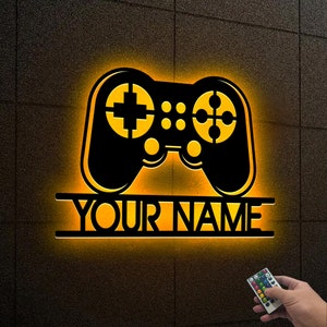 Personalized Game Room Sign With Lights, Custom Gamer Sign, Gaming Room ...