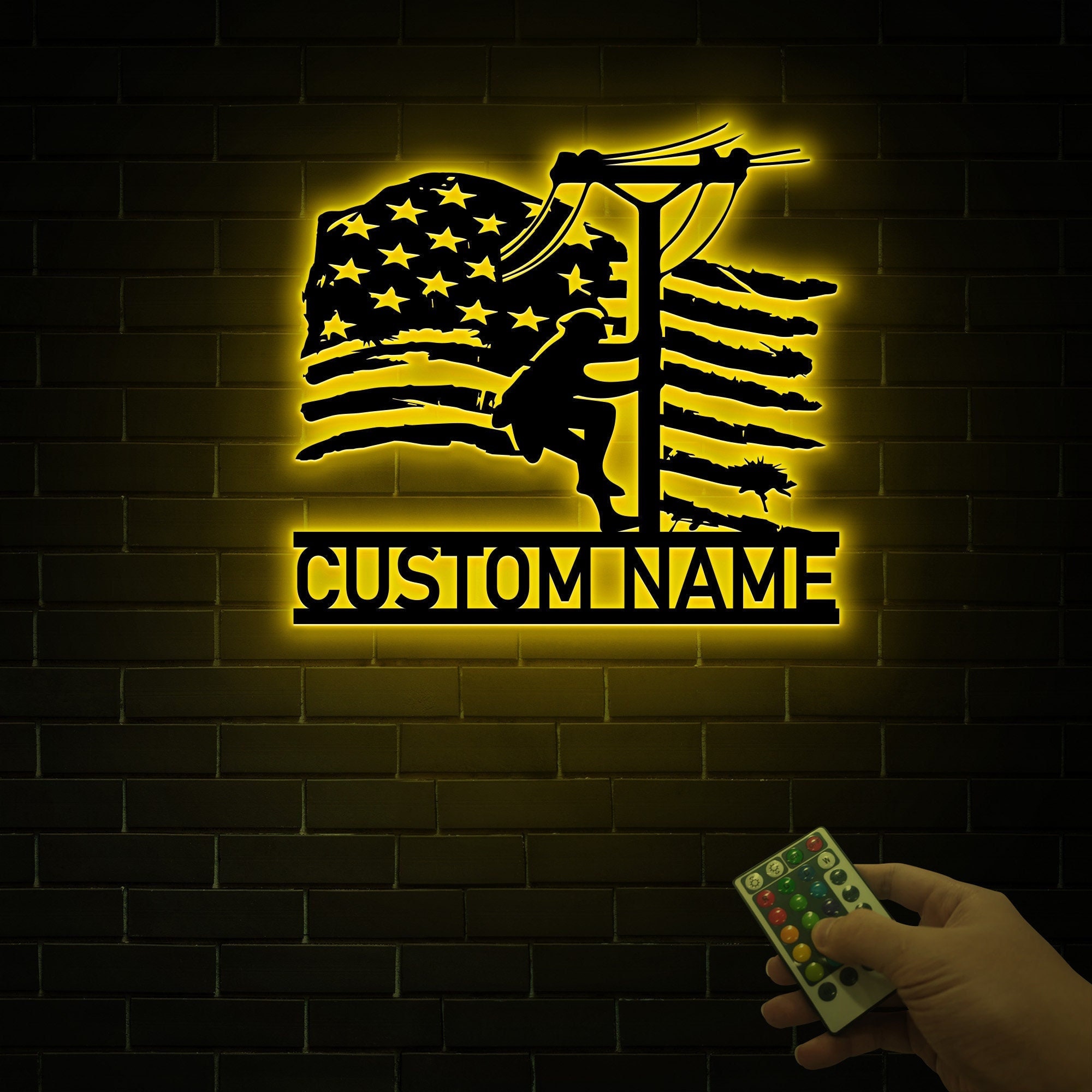 Custom Metal Lineman American Flag Sign With Led Light - Etsy