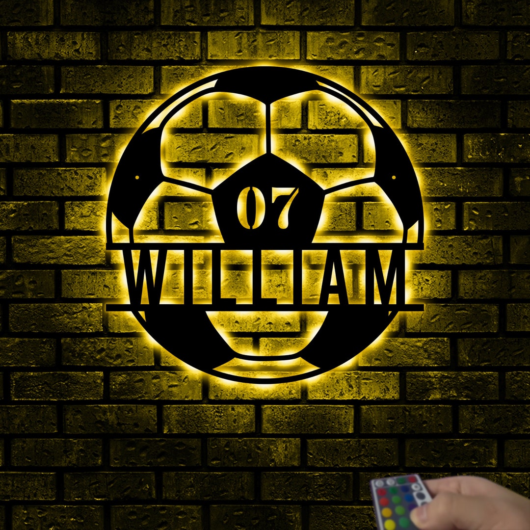 Personalized Soccer Monogram Sign With Led Lights, Kids Room Decor ...