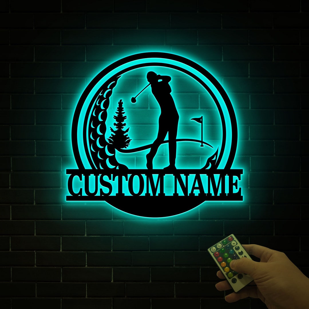 Custom Golf Metal Sign Led Light, Golf Gifts for Men Father's Day Gift ...