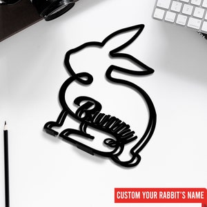 Personalized Bunny Rabbit Metal Table Sign, Minimalist Sculpture Statue ...