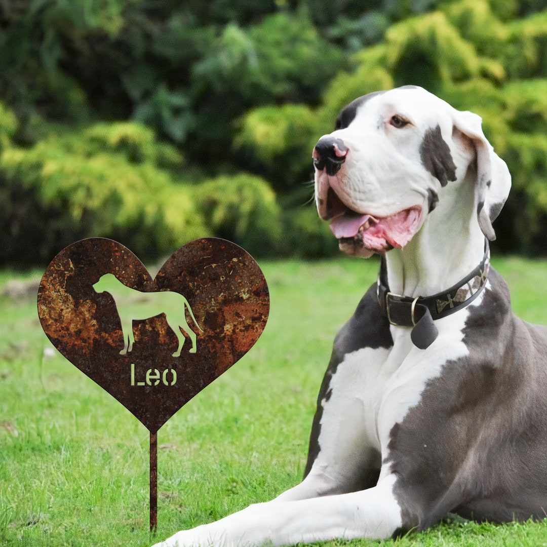 Great Dane Garden Sign Rusty, Great Dane Garden Stake, Rusted Metal ...
