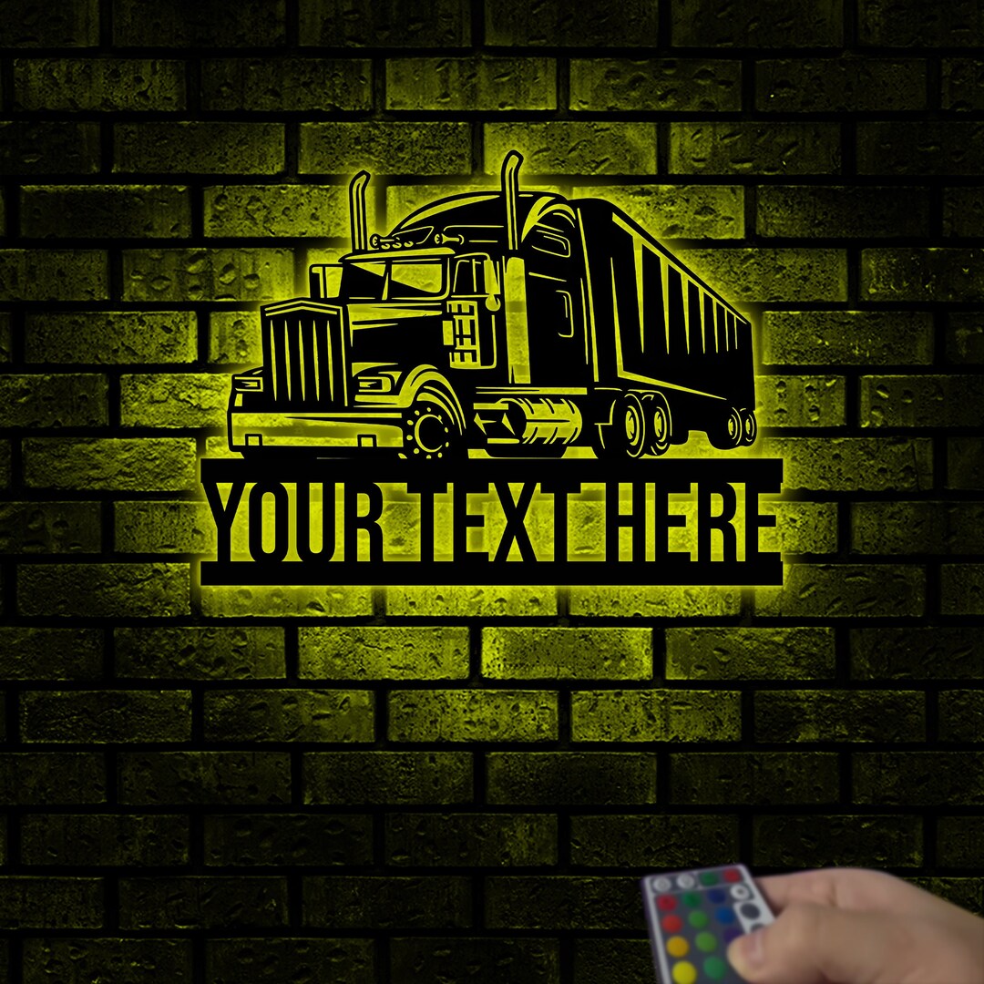 Personalized Transport Truck Metal Wall Art With Lights Truck Sign ...