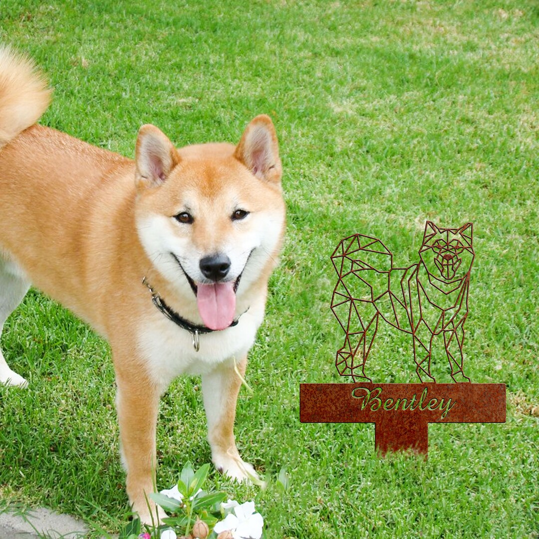 Shiba Inu Geometric Garden Stake Rusty Shiba Inu Rusted Metal - Etsy
