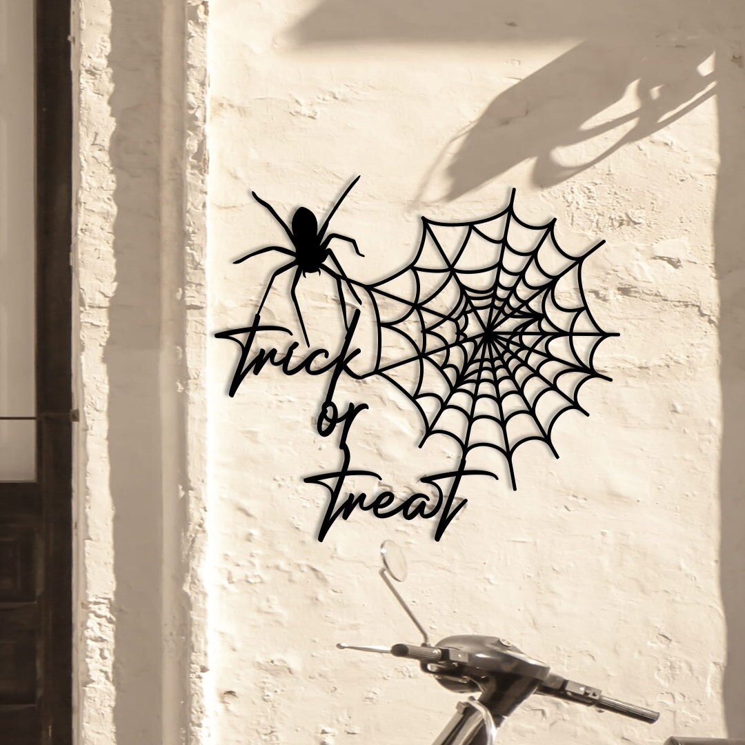 Spider Web Metal Door Sign, Halloween Trick or Treat Wall Art - Etsy