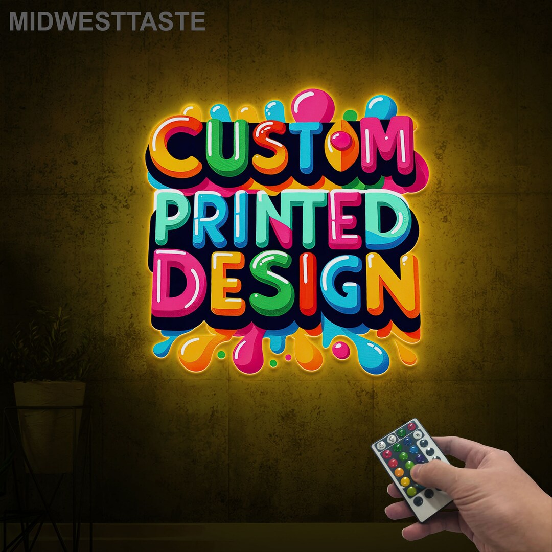 Custom Metal Printed Color Design With Led Lights, Business Logo Sign ...