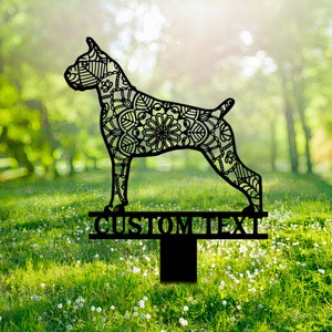 Custom Boxers Dog Stake Metal, Zentangle Metal Yard Art, Dog Garden ...