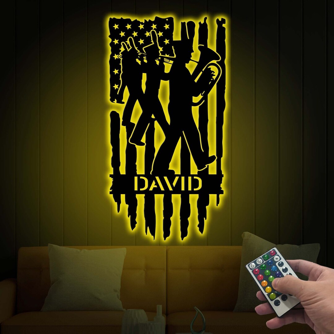 Custom Marching Band Flag Metal Sign Led Light, High School Band Name ...