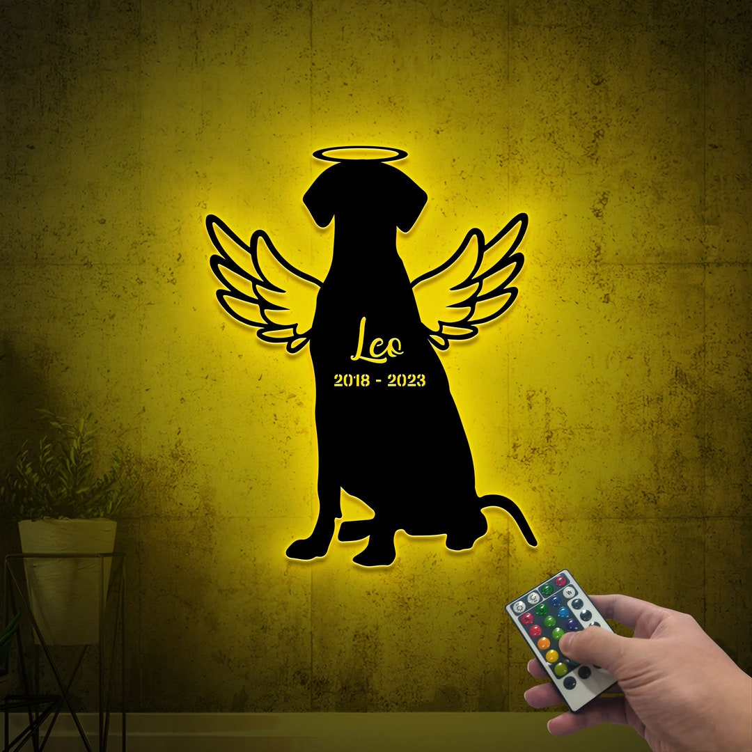 Custom Great Dane With Wings Metal Sign Led Light, Great Dane Memorial ...