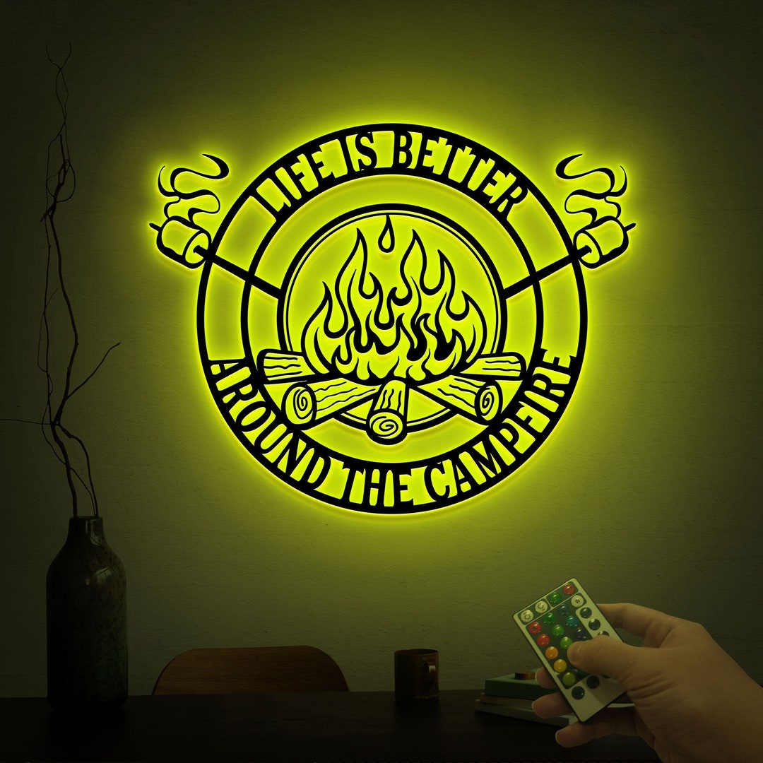 Life is Better Around the Campfire Metal Sign With Led Light, Firepit ...