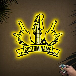 Custom Metal Rock and Roll Sign With Led Light, Rock N Roll Wall Art ...