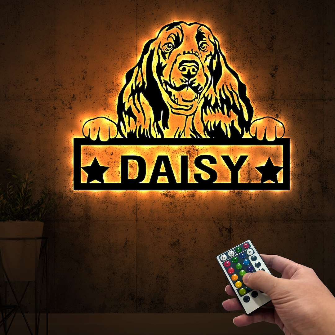 Springer Spaniel Dog Metal Wall Art With Led Light, Dog Metal Sign ...