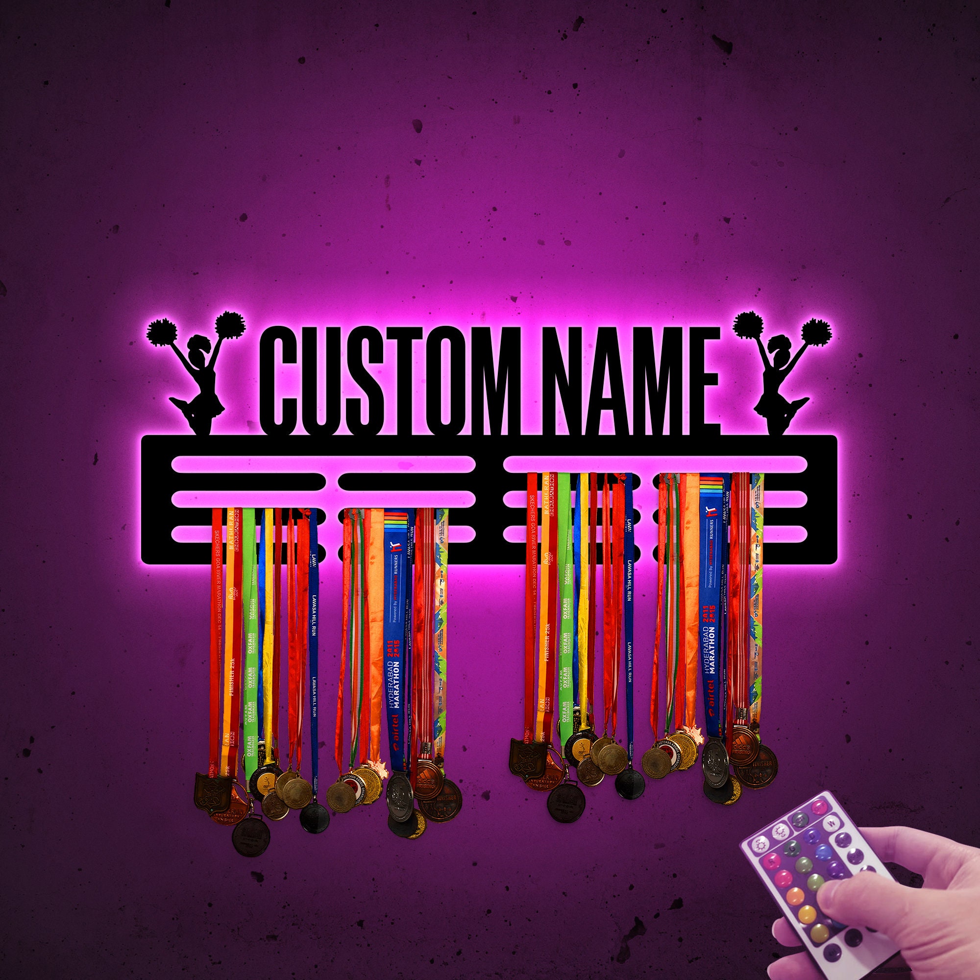 Custom Name Cheerleading Medal Hanger With LED Light - Etsy