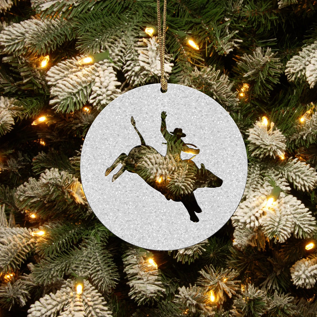 Cowboy Bull Rider Christmas Ornament, Christmas Tree Decoration, Metal ...