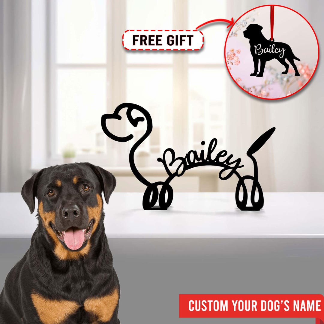 Personalized Rottweiler Metal Table Sign, Minimalist Sculpture Statue ...