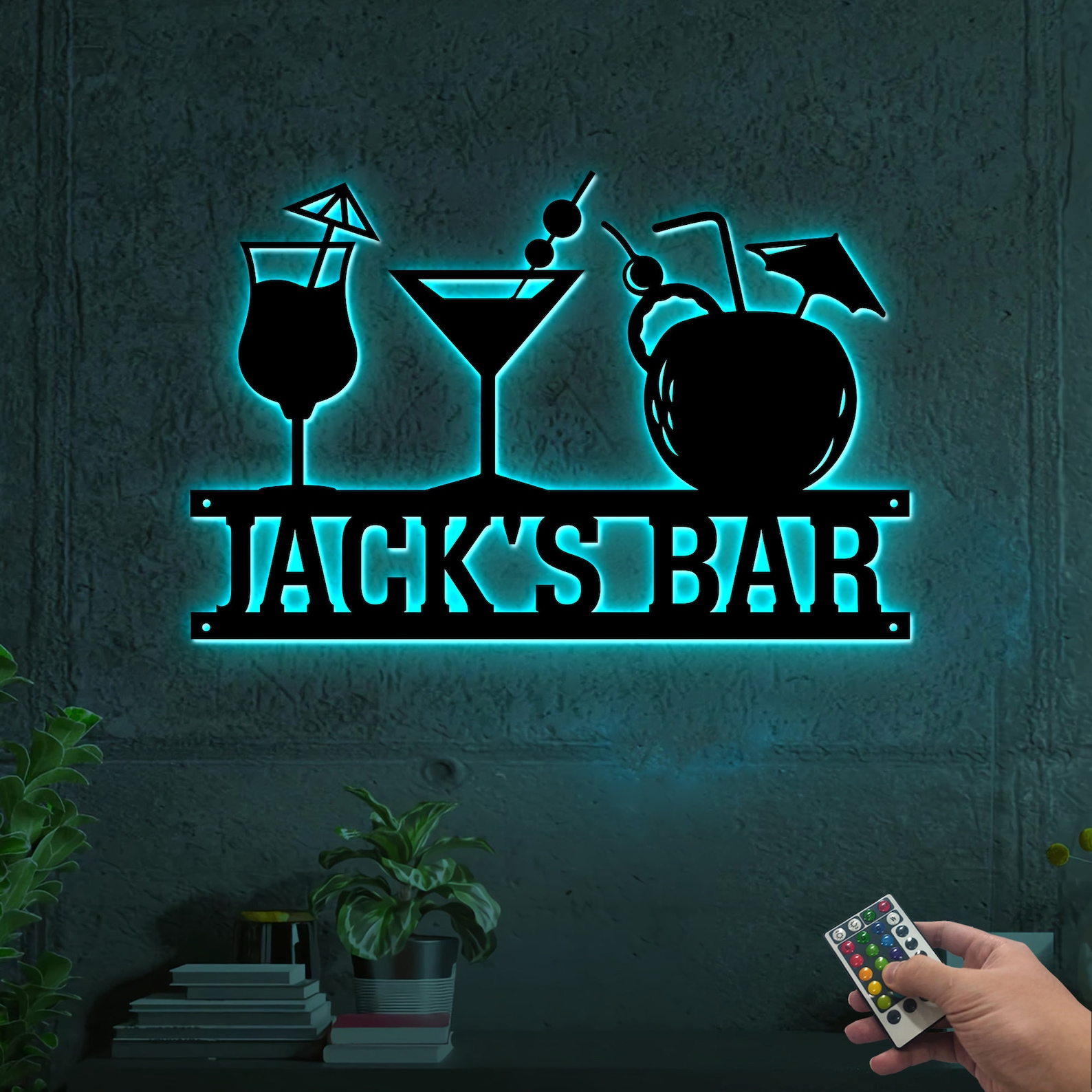 Personalized Bar Sign Custom Bar Metal Wall Art Led Lights - Etsy