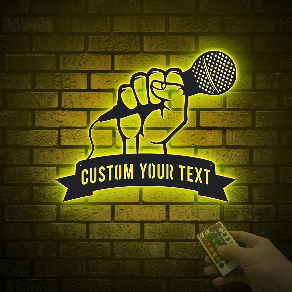 Personalized Microphone Metal Wall Art With Lights Custom - Etsy