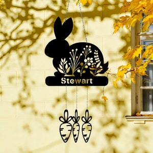 Custom Rabbit Metal Wind Chime, Bunny Wind Chime, Bunny Lover Gift ...