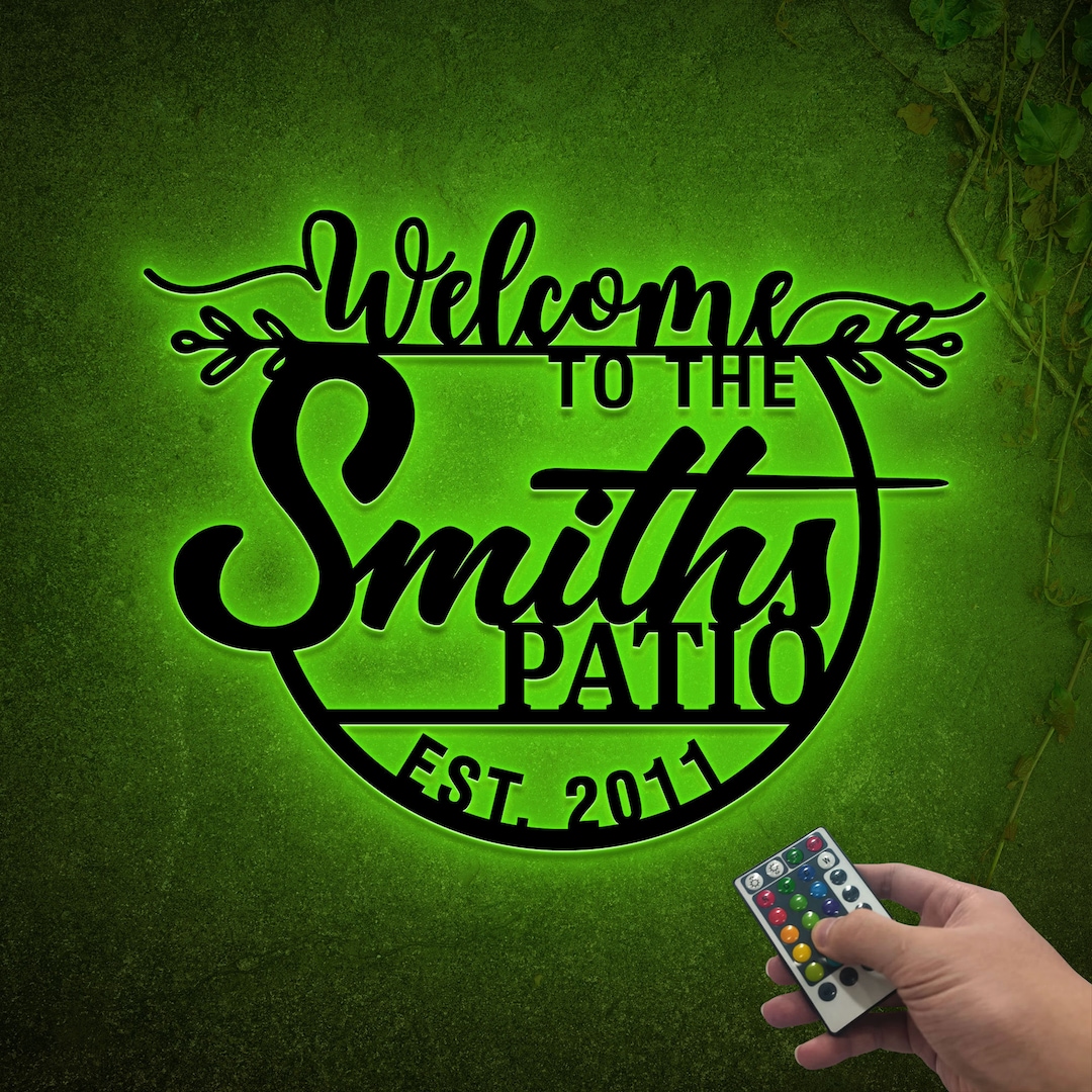 Personalized Metal Patio Sign With Led Lights, Welcome to Our Patio ...