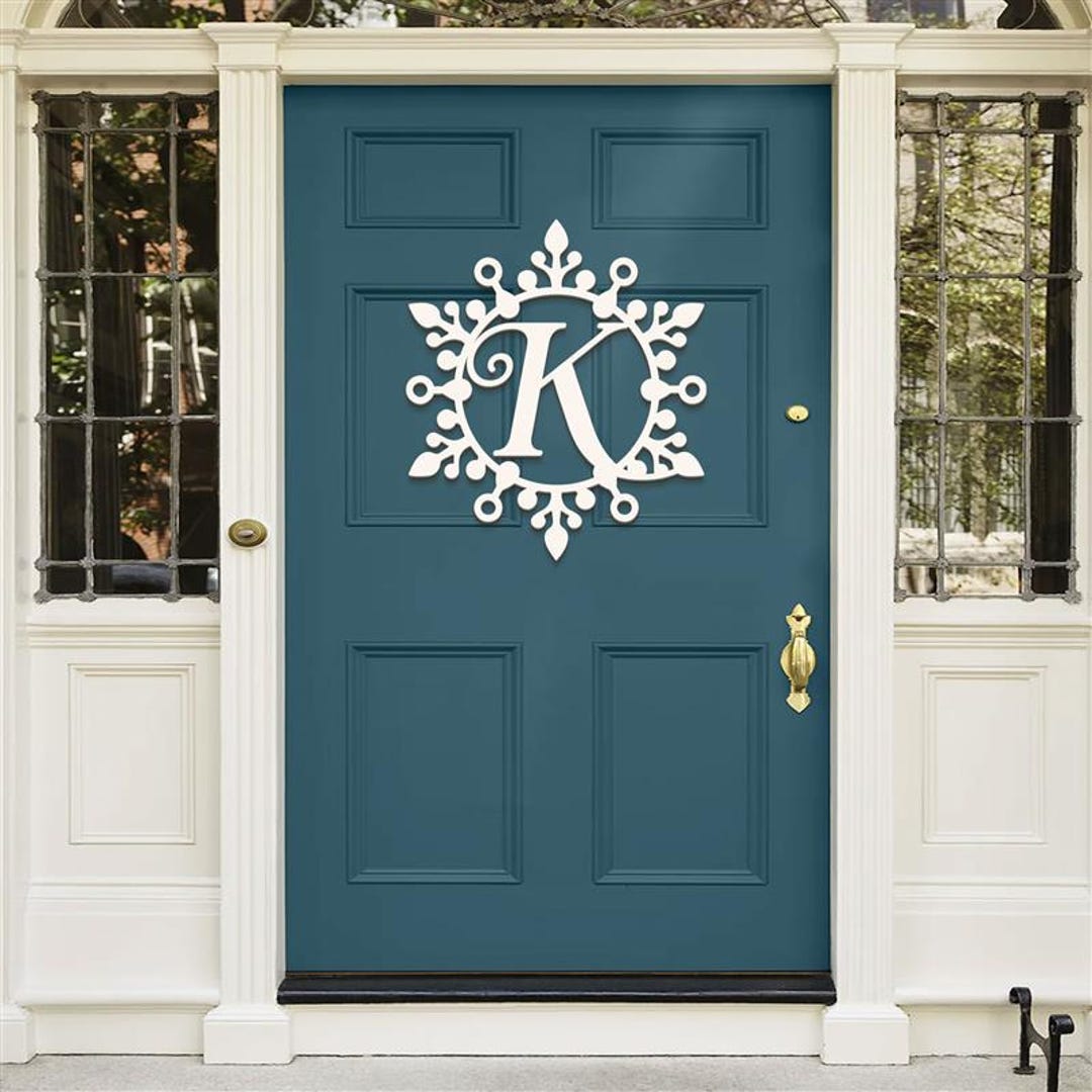 Custom White Metal Snowflake Initial Door Hanger, Christmas Decor - Etsy