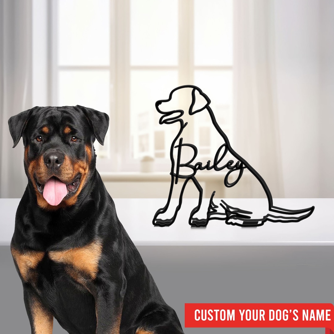 Rottweiler Sitting Metal Table Sign, Rottweiler Minimalist Sculpture ...