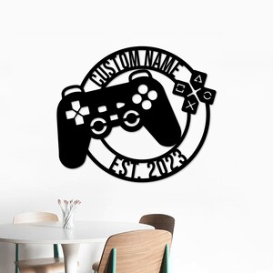 Custom Metal Gaming Sign With Led Light, Game Controller Metal Wall Art ...