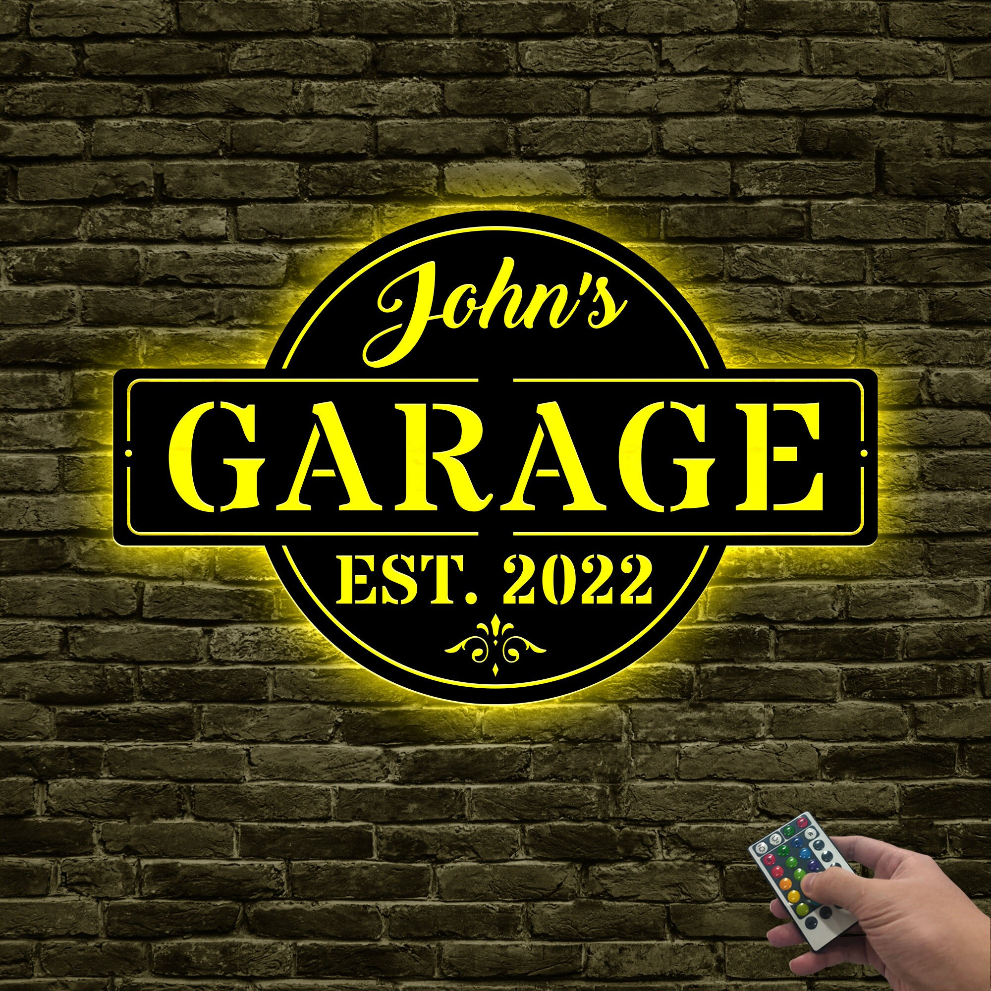 Personalized Garage Sign With Lights, Garage Wall Decor, Papa's Garage ...