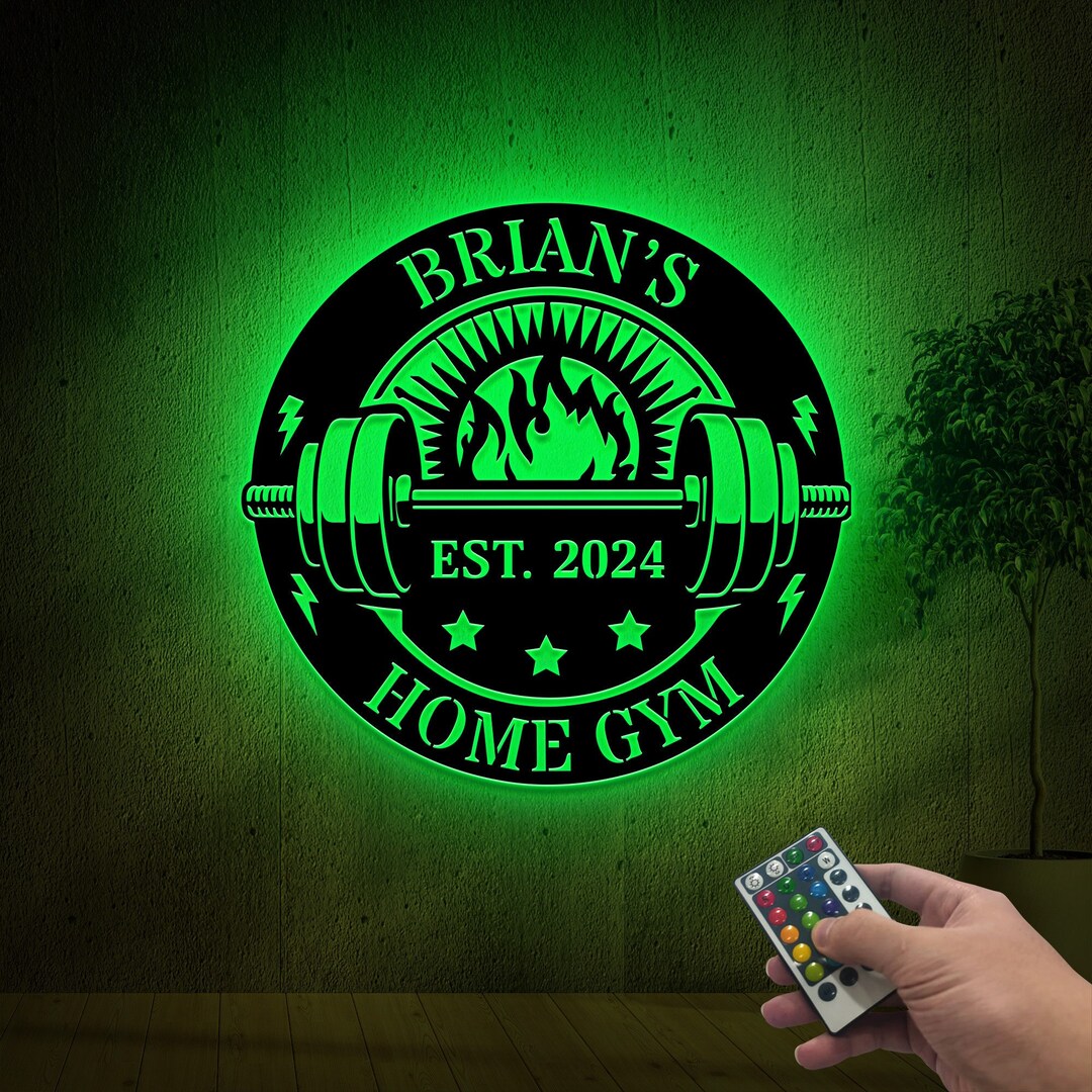 Custom Metal Home Gym Sign Led Light, Gym Wall Art, Home Gym Decor ...
