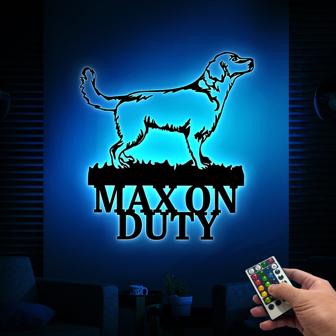 Labrador Retriever Dog on Duty Sign With Led Light, Guard Dog on Duty ...