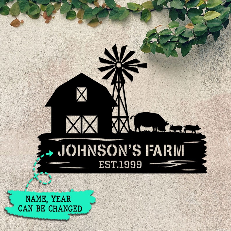 Metal Pig Farmhouse Sign With LED, Rustic Windmill Decor - Etsy