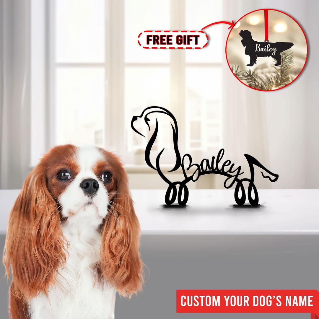 Cavalier King Charles Spaniel Metal Table Sign, Minimalist Sculpture ...