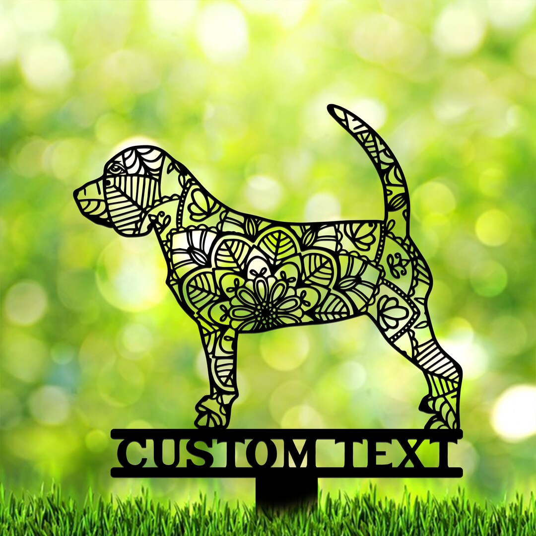 Beagle Mandala Garden Stake Metal, Beagle Zentangle Metal Yard Art, Dog ...