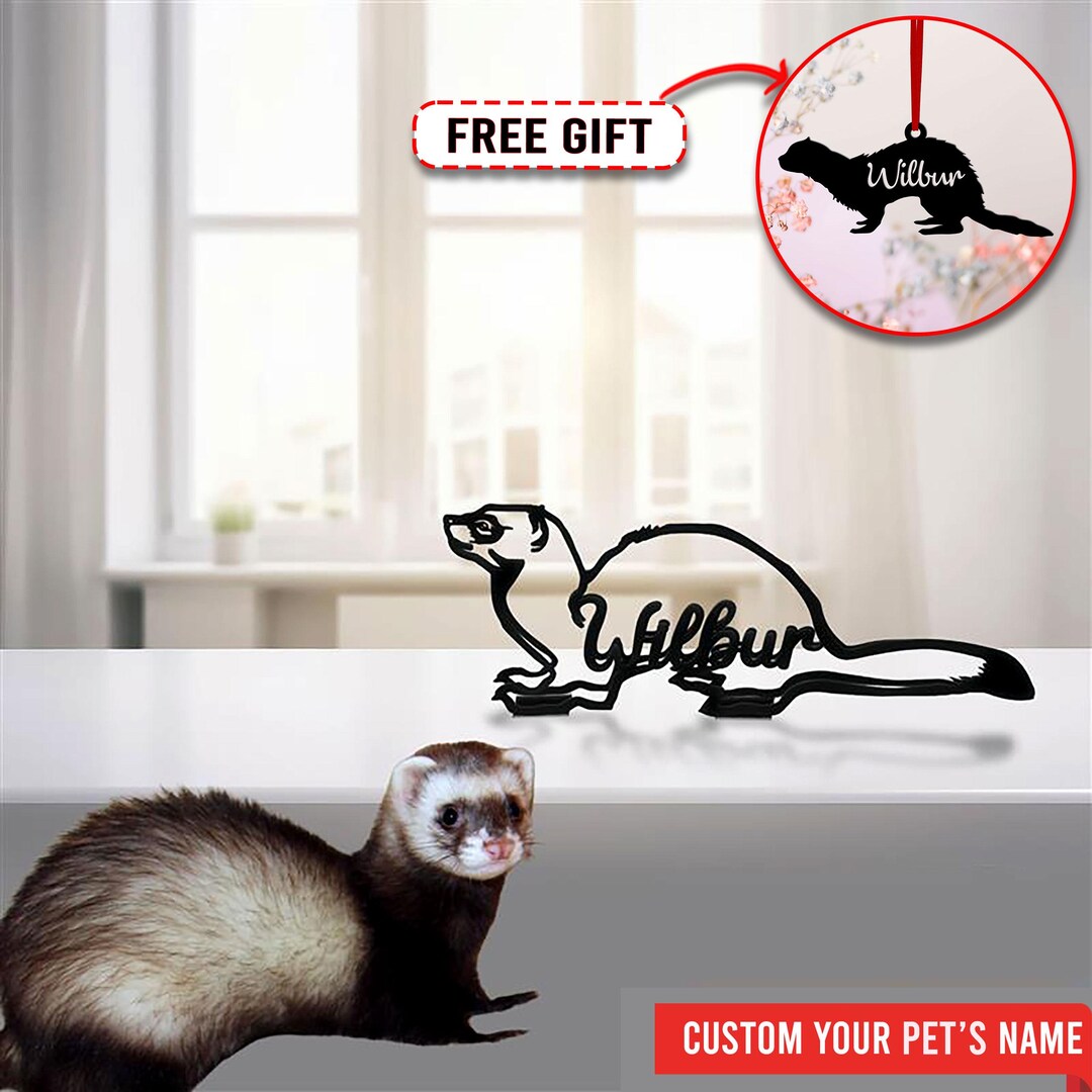 Personalized Ferret Metal Table Sign, Minimalist Sculpture Statue ...