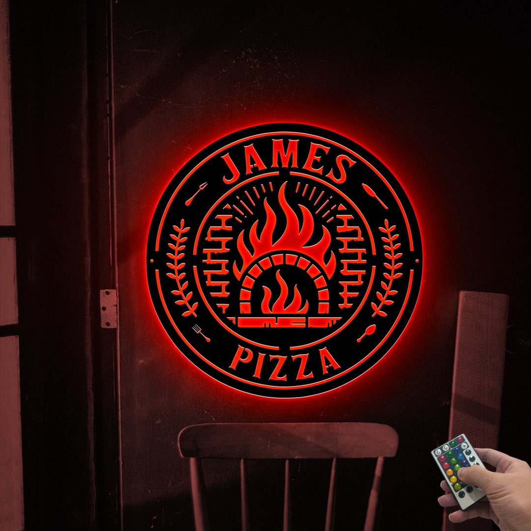 Personalized Pizza Oven Metal Sign With Led Lights, Gift for Dad ...