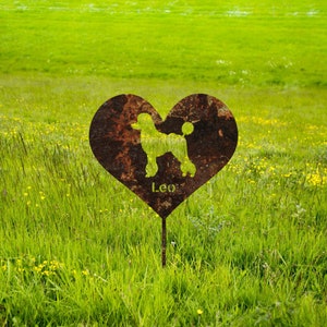 Poodle Garden Sign Rusty, Poodle Garden Stake, Rusted Metal Yard Art ...
