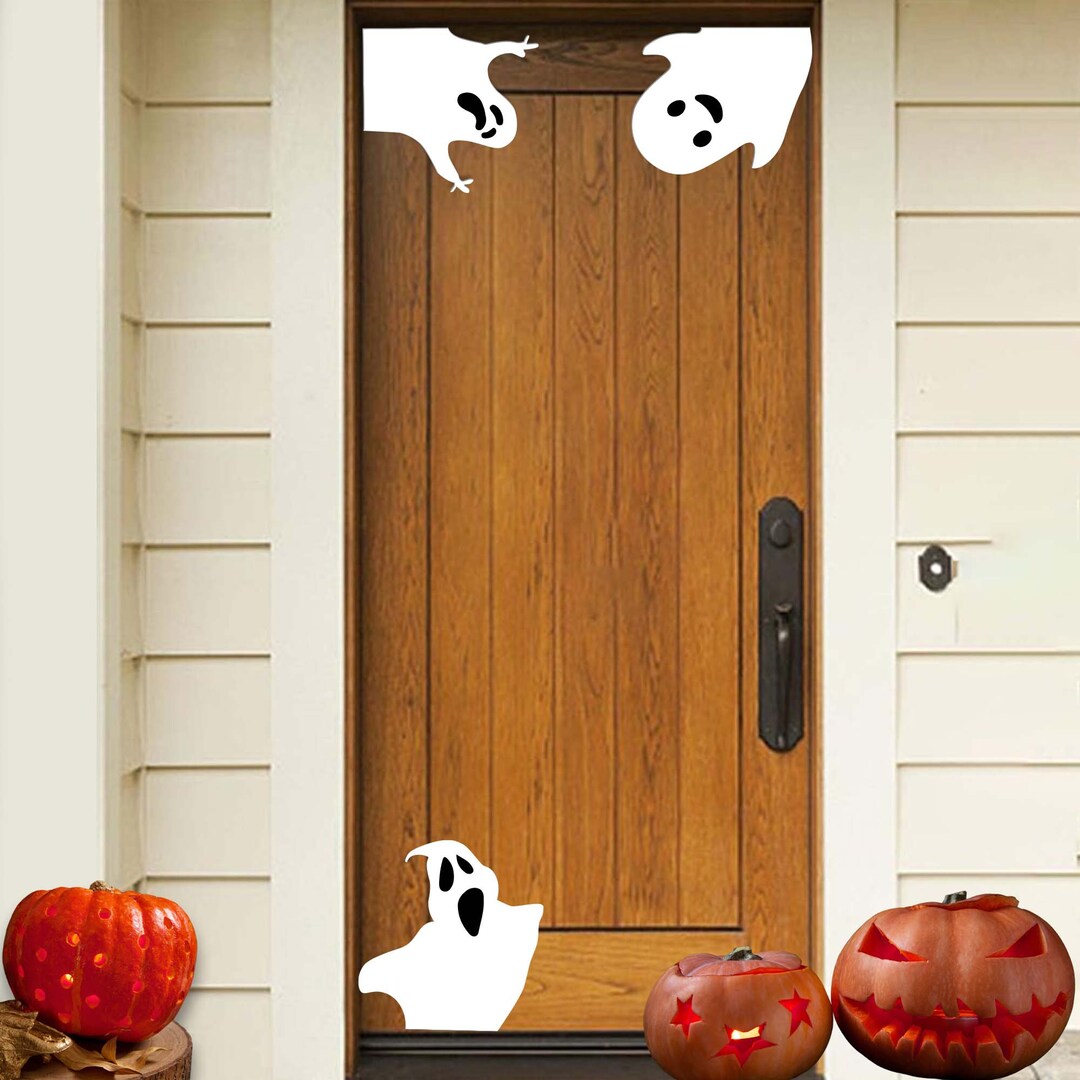 Set of 3 Ghosts Halloween Door Corner Sign, Wooden Door Corner Decor ...