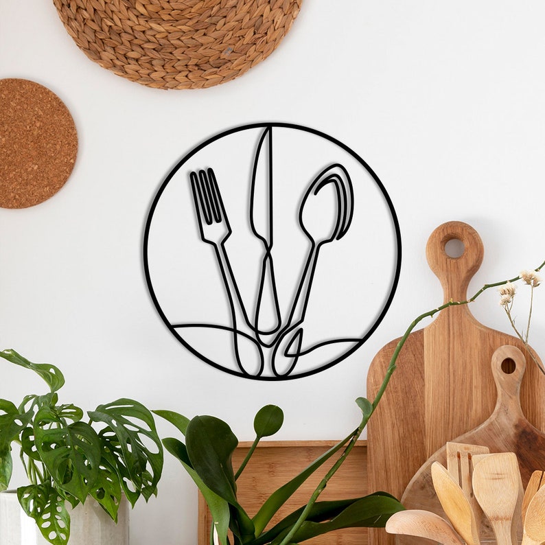 Custom Kitchen Metal Wall Art, Fork Knife Spoon Metal Sign, Dining Room ...