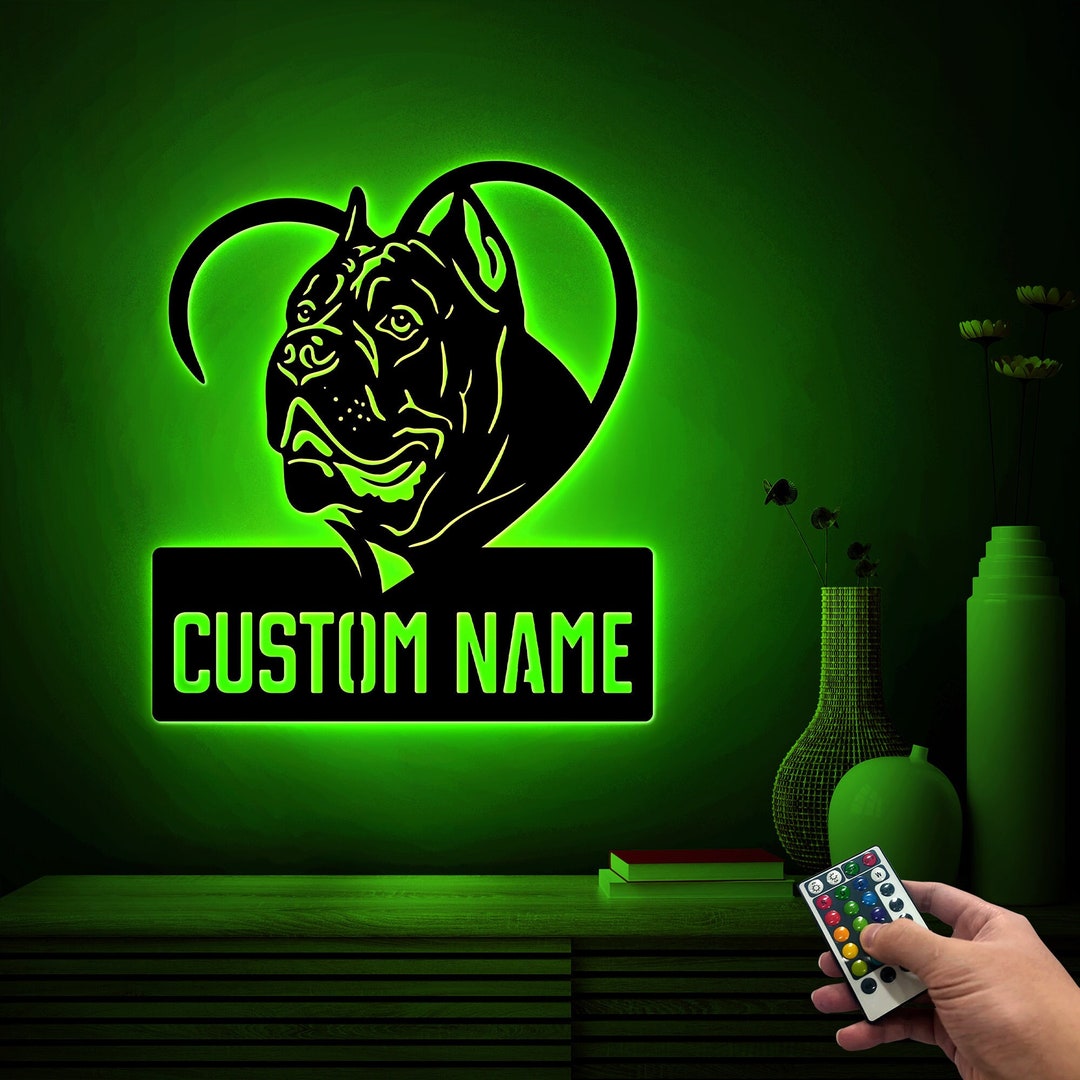 Custom Cane Corso Metal Sign With Led Lights, Cane Corso Dog Wall Decor ...