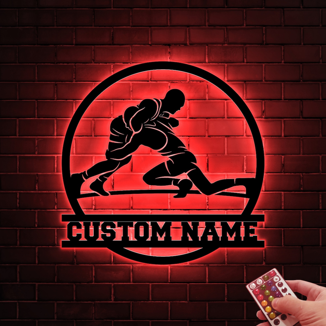 Custom Wrestling Sign Metal Wall Art Led Light, Wrestler Name Sign ...