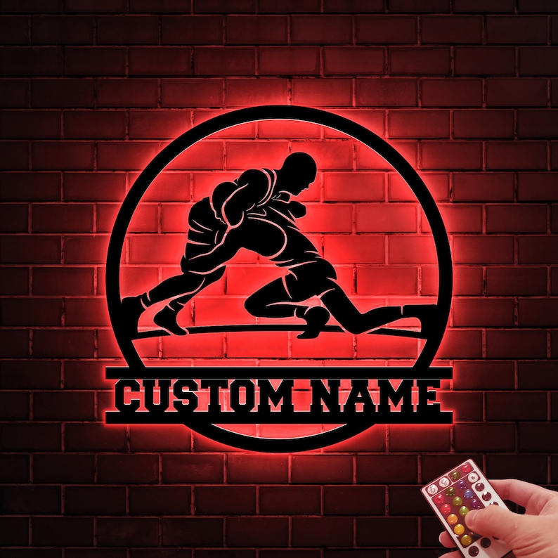Custom Wrestling Sign Metal Wall Art Led Light, Wrestler Name Sign ...