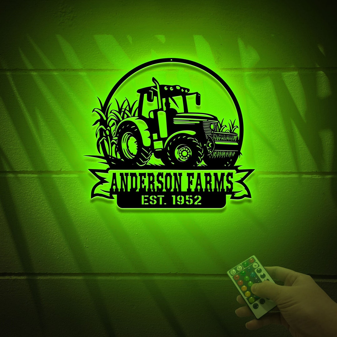 Personalized Tractor Metal Sign With Led Lights, Farmer Gift, Father's ...