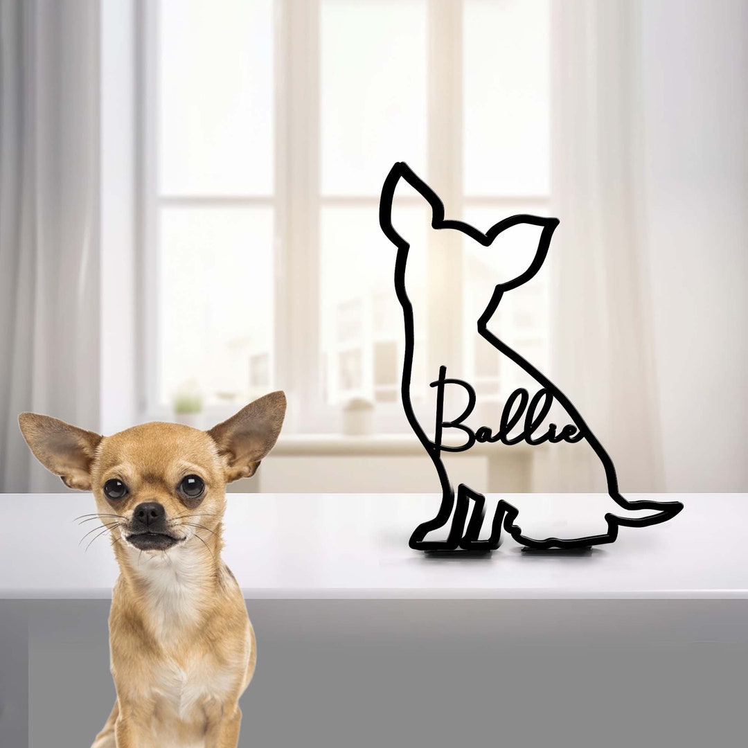 Personalized Chihuahua Metal Table Sign, Minimalist Sculpture Statue ...