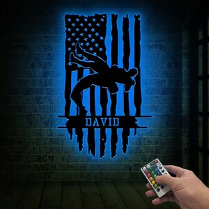 US Wrestling Metal Sign Led Light, Wrestling Coach Gift, Xmas Birthday ...
