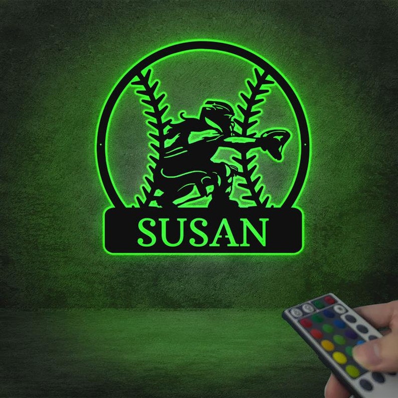 Personalized Softball Catcher LED Metal Wall Art, Sport Lover Gift - Etsy