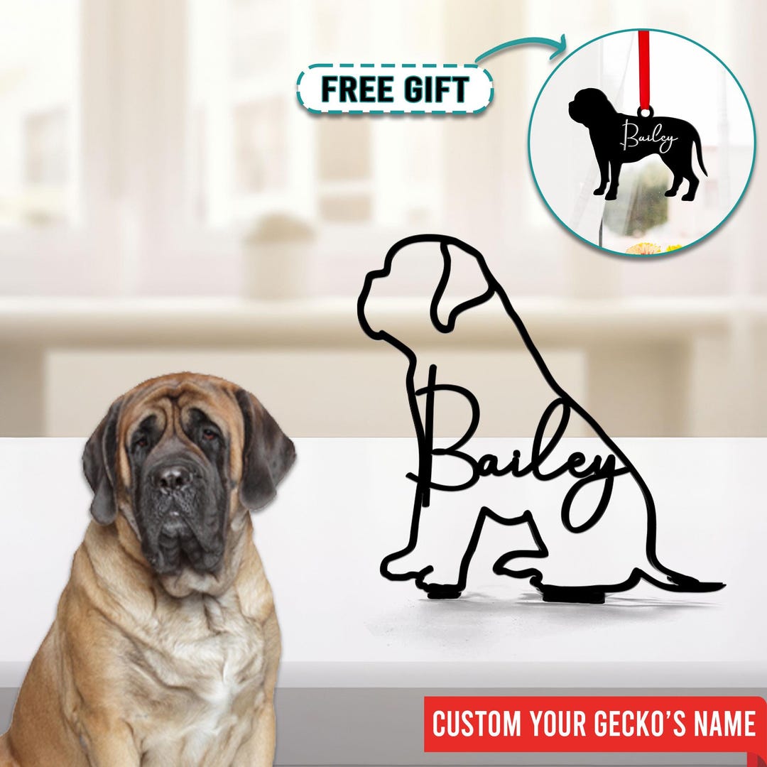 Personalized Mastiff Dog Metal Table Sign, Minimalist Sculpture Statue ...